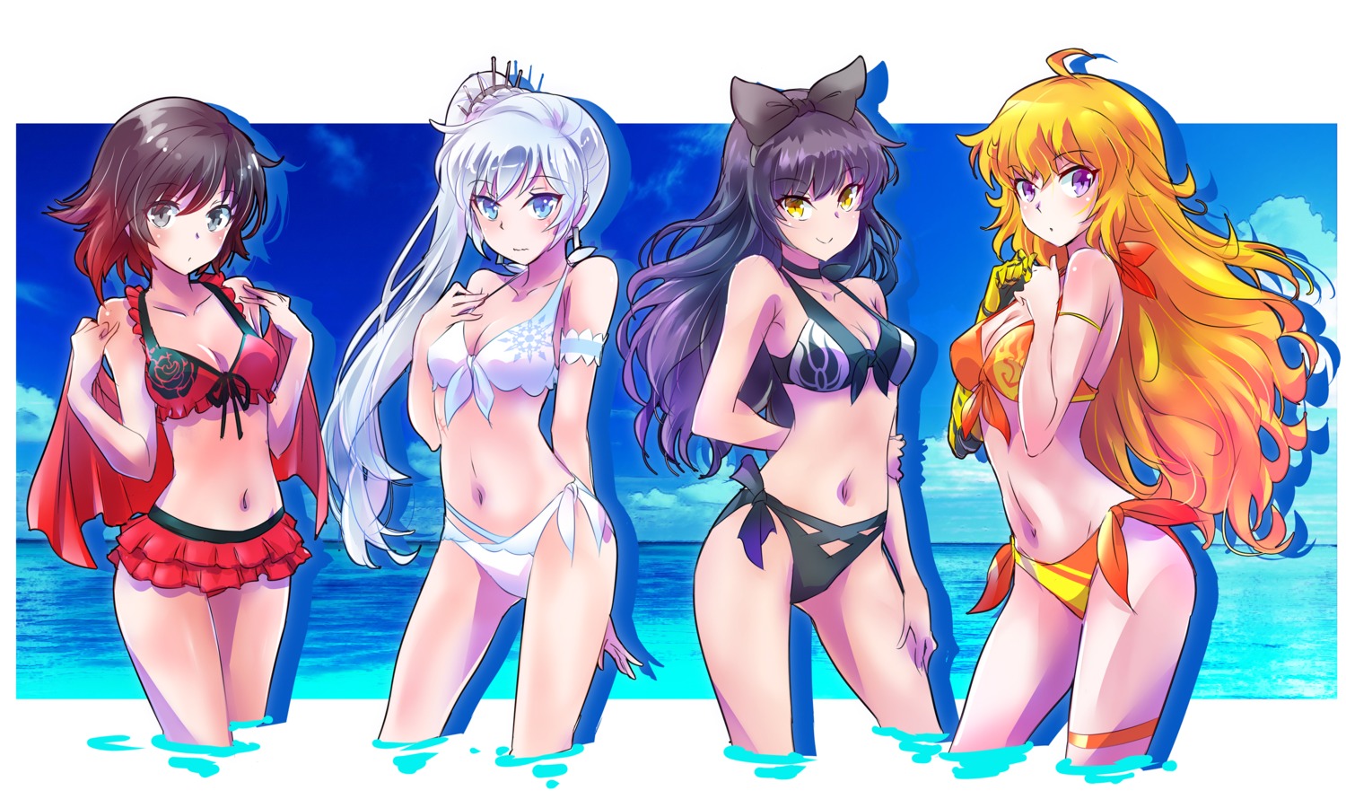 iesupa rwby blake belladonna ruby rose weiss schnee yang xiao long bikini cleavage garter ...
